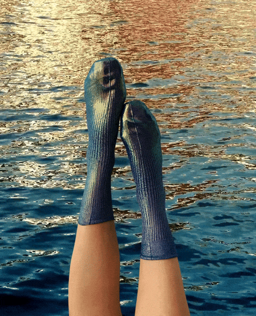 Maria La Rosa Bluette Silk Socks, Bluette Foil