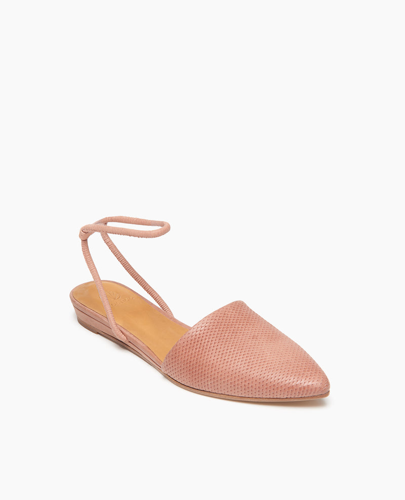 Coclico Women's Ainsley Flat Spring Shoe, Deep Rose Embossed Leather ...